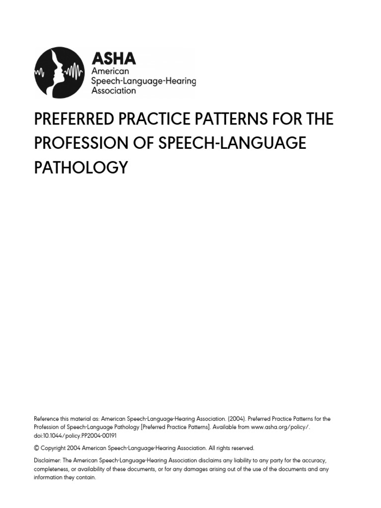 Preferred Practice Patterns Forthe Profession of Speech-Language ...