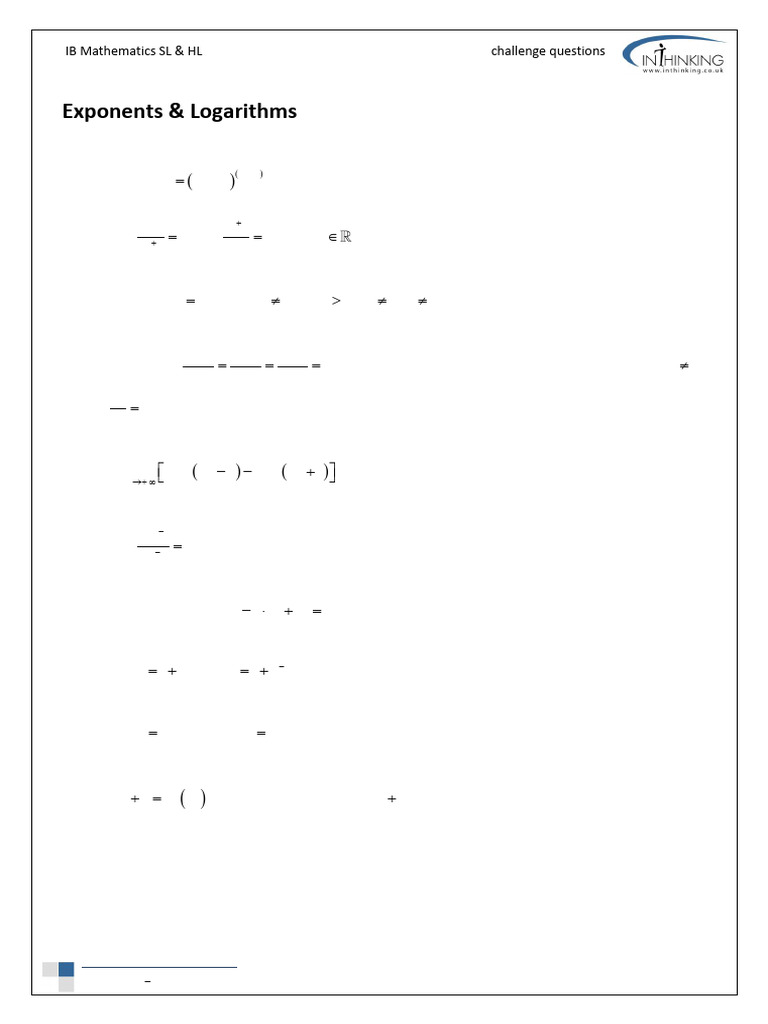 Exponents Logarithms Challenge Qs | PDF