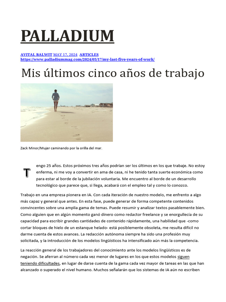 AVITAL BALWIT MAY 17 J 2024 - ARTICLES - My Last Five Years of Work | PDF