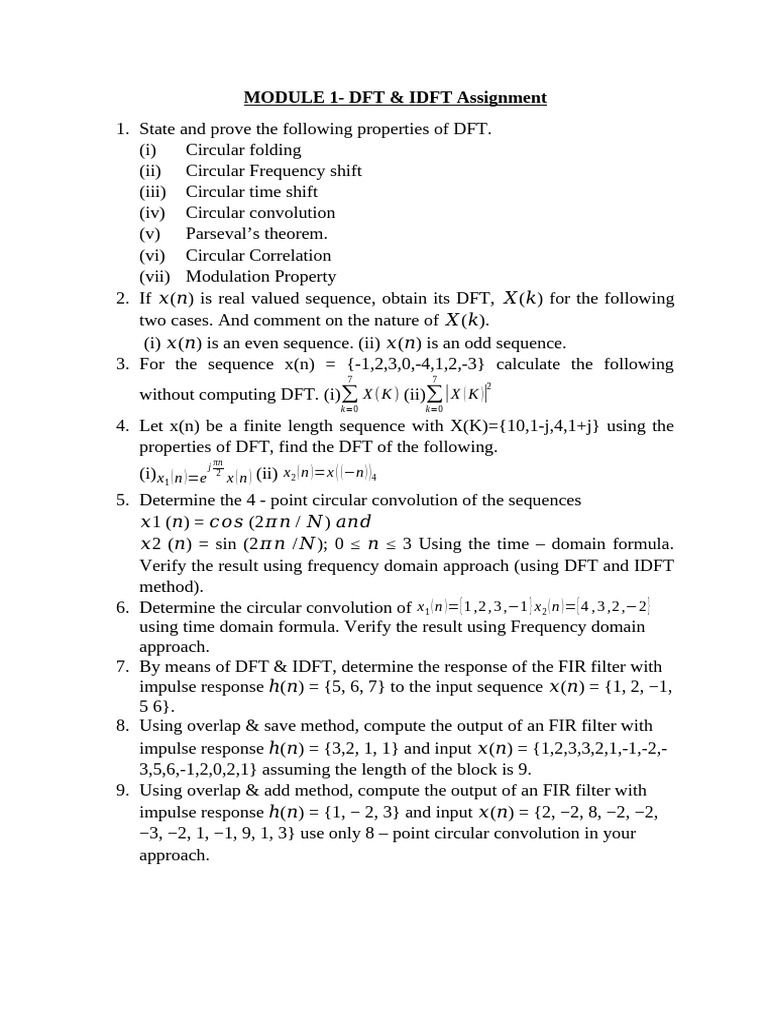 DSP-DFT Properties-Overlapaddsaveassignment | PDF | Teaching Methods ...