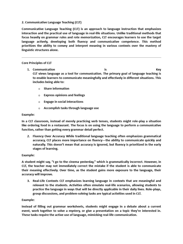 Communicative Language Teaching | PDF