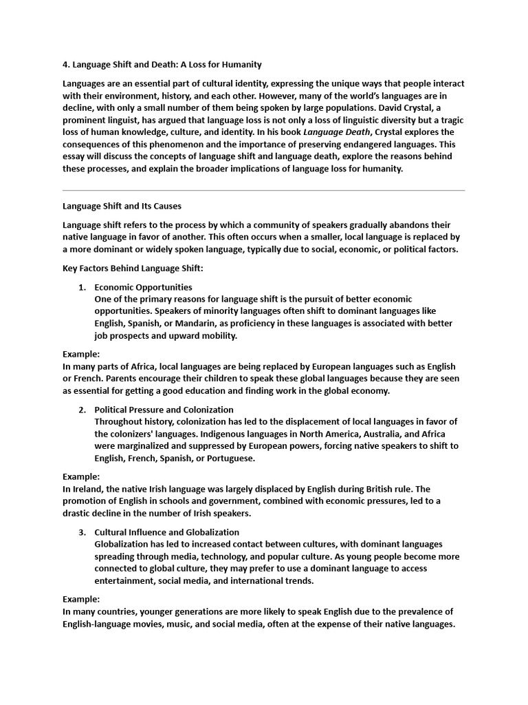 Language Shift and Death | PDF