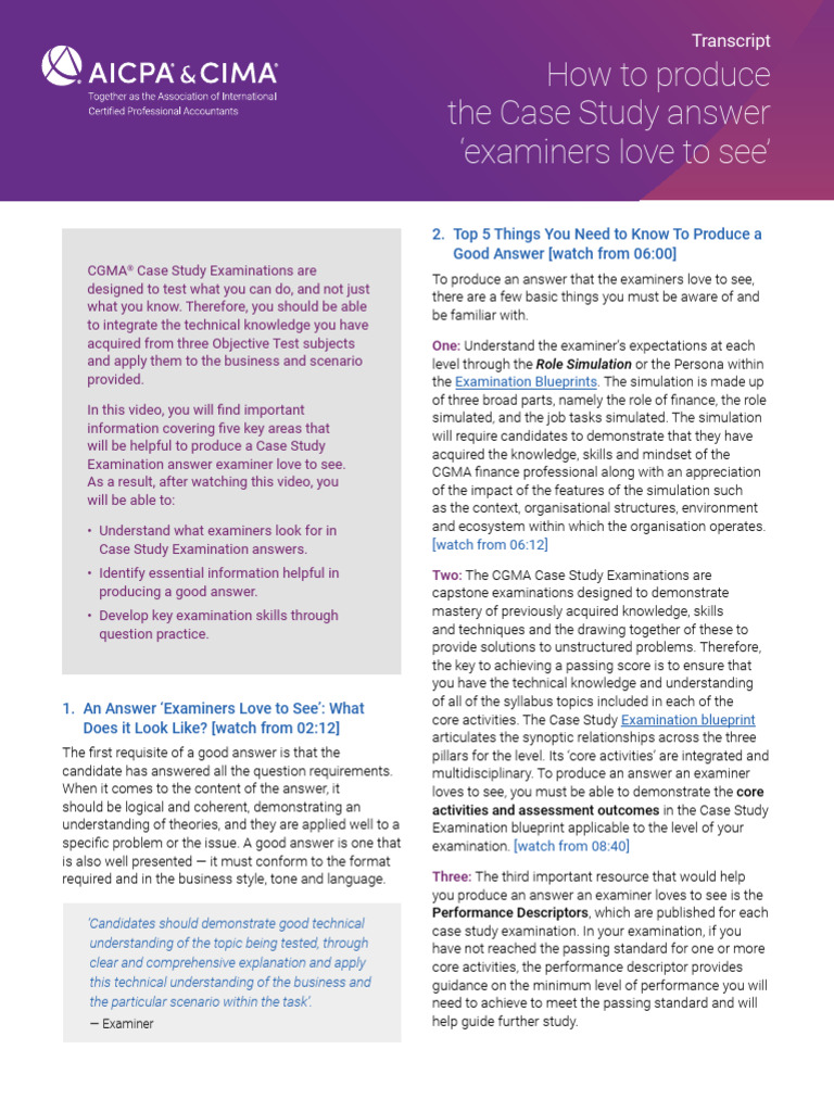 PE Video Transcript How To Produce CS Final | PDF