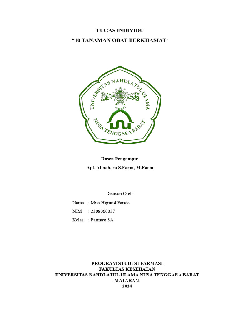 TUGAS INDIVIDU FARMAKOGNOSI-MITA HIJRATUL FARIDA | PDF
