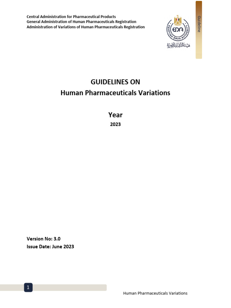 Third Edition of Human Pharmaceuticals Variations Guidelines 2023 | PDF