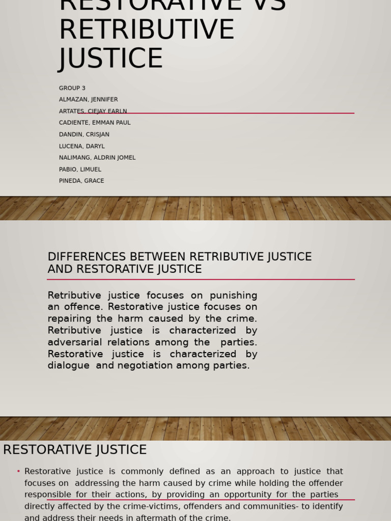 Restorative Vs Retributive Justice | PDF