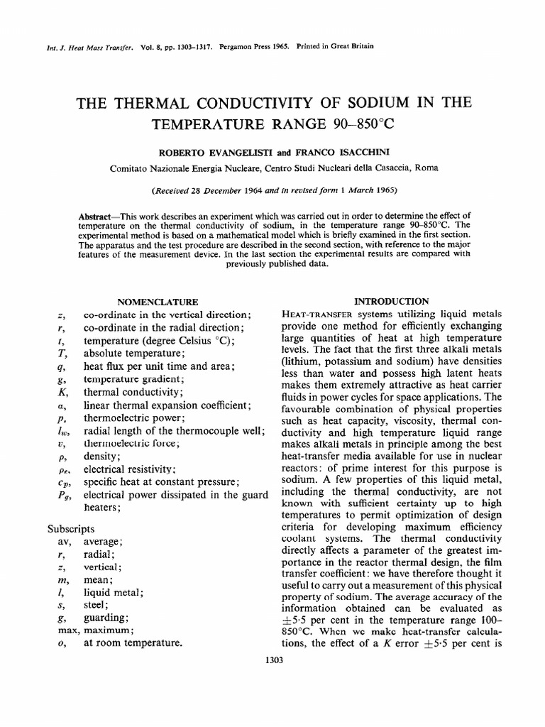 The Thermal Conductivity of Sodium in The Temperature Range 90-850°C | PDF