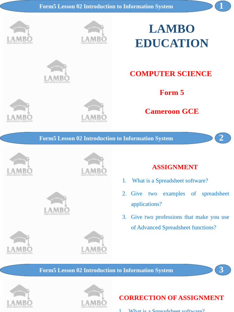 GCE Ordinary Level Form5 CSC Lesson 01 Introduction To Information ...