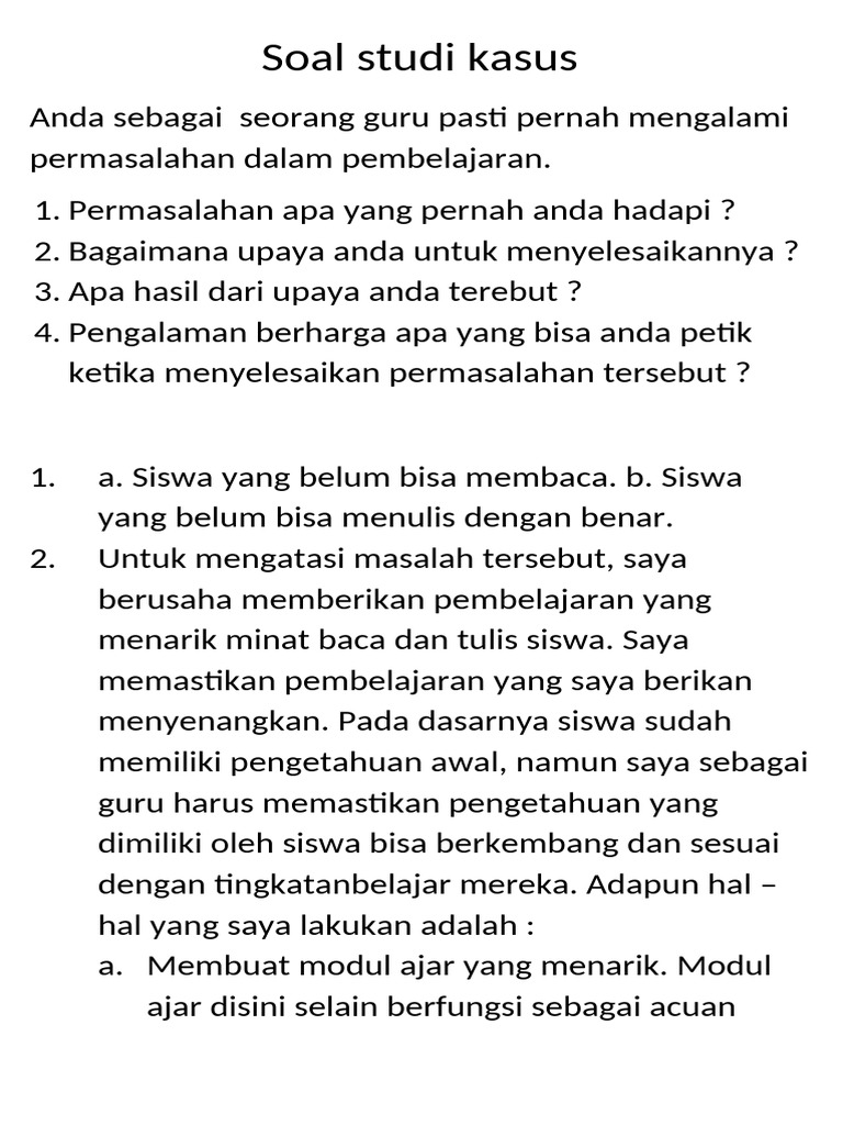 Soal Studi Kasus PPG - TANTI | PDF