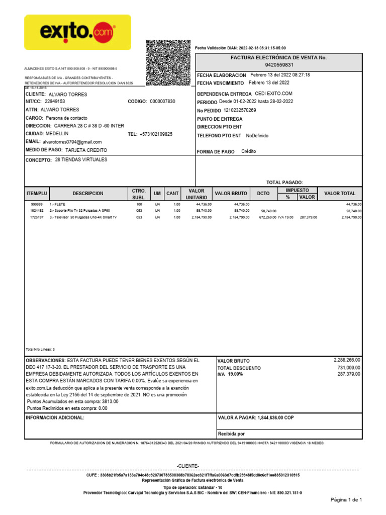 Modelo factura exito | PDF