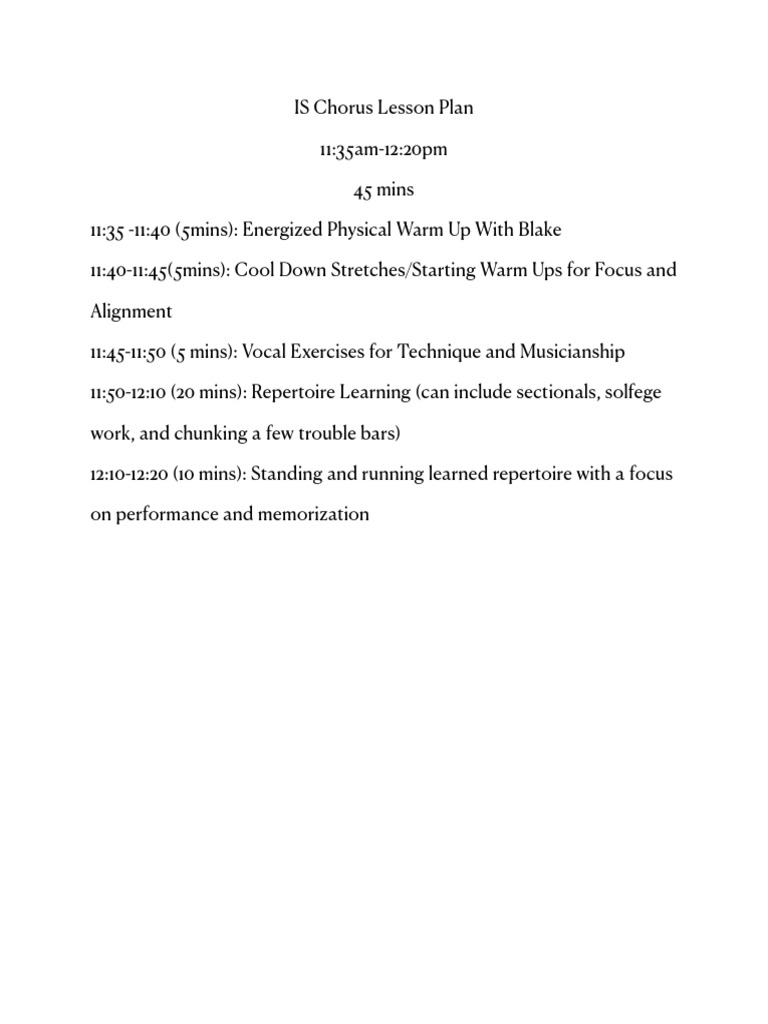 Is Chorus Lesson Plan Template | PDF