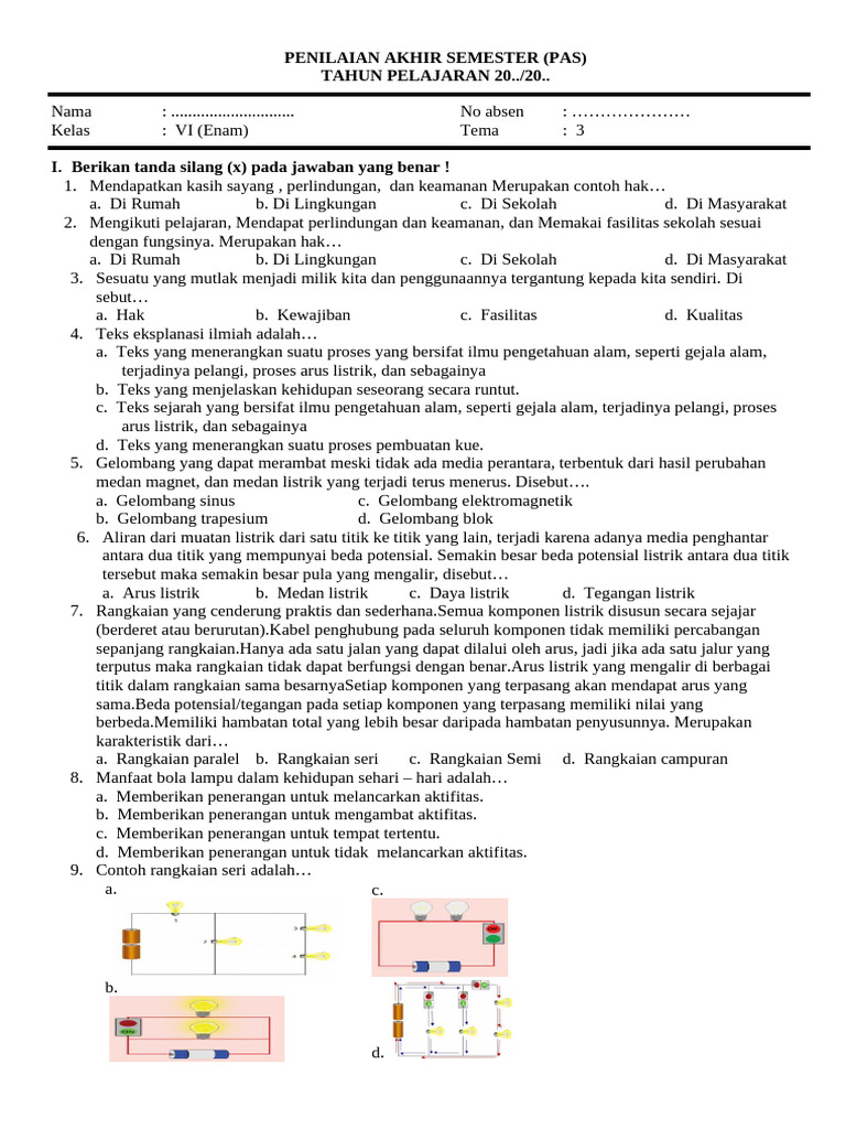 SOAL& Jawaban PAS KLS 6 TEMA 3 - WEBSITE WWW - Kherysuryawan.id | PDF
