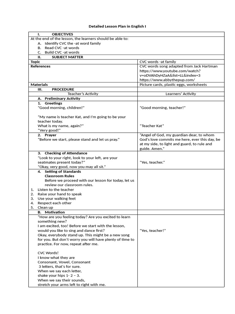 Detailed Lesson Plan in English | PDF