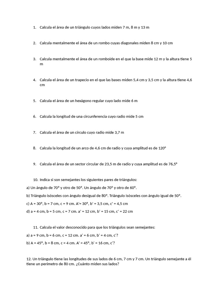 Ejerc Area Perim | PDF