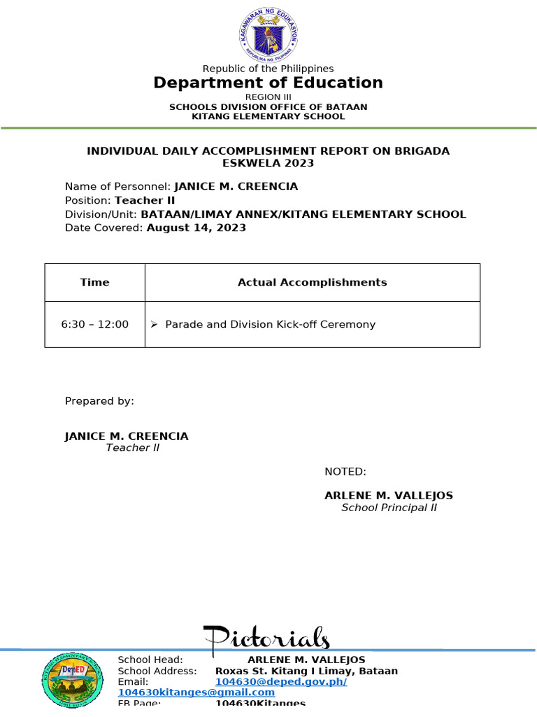 BRIGADA DAILY ACCOMPLISHMENT-JHA | PDF