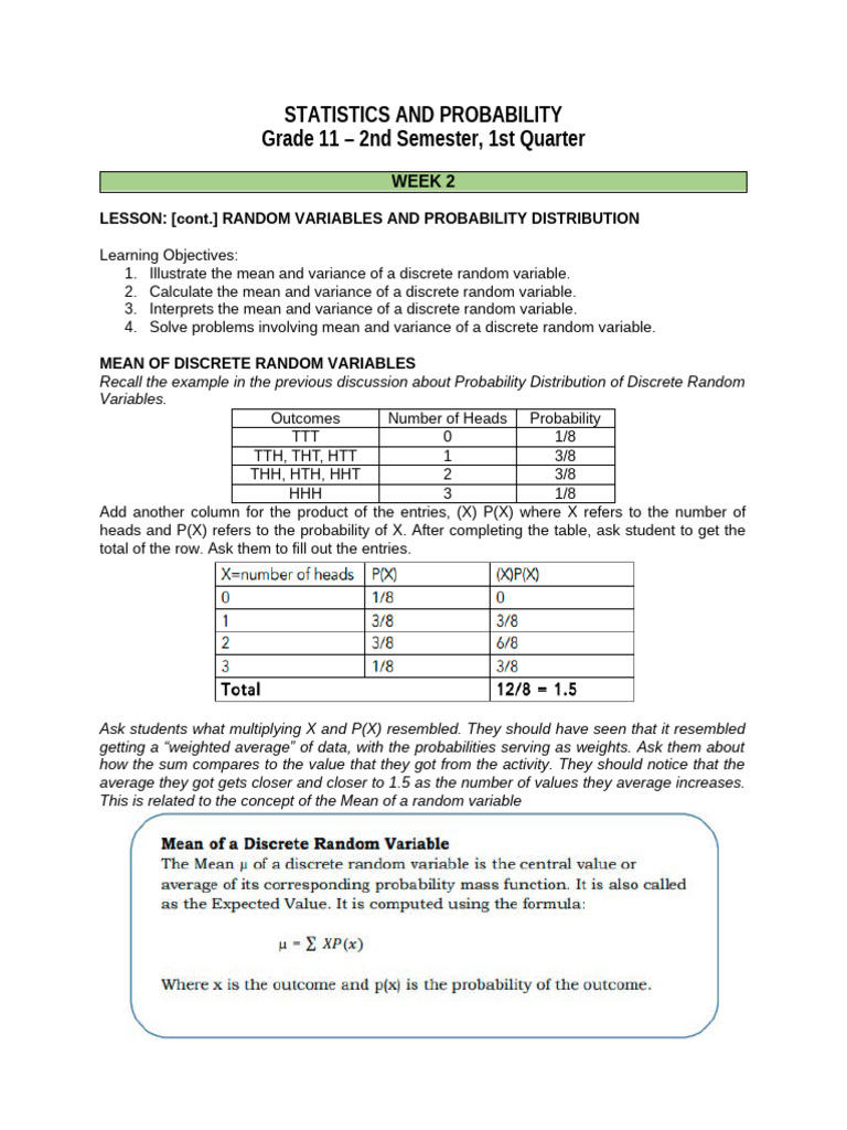 Statistics and Probability Q1&Q2 | PDF