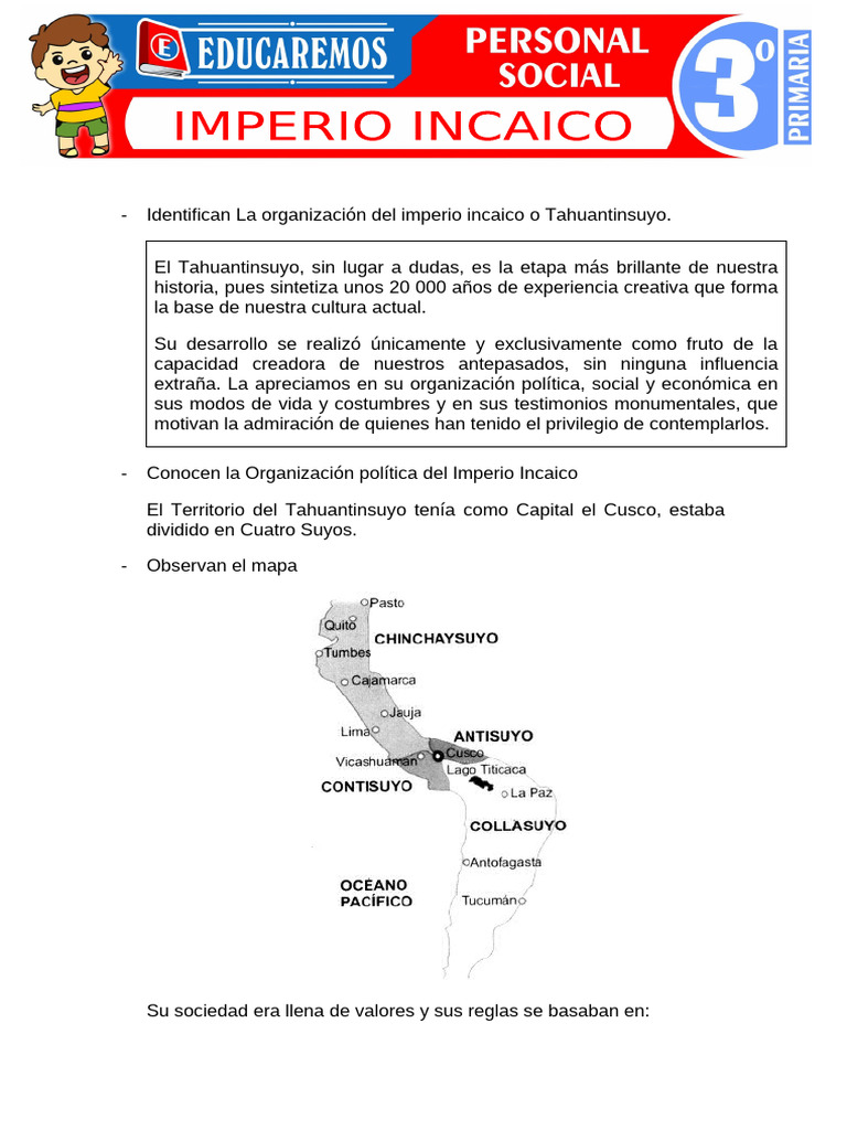 Imperio Incaico para Tercer Grado de Primaria | PDF