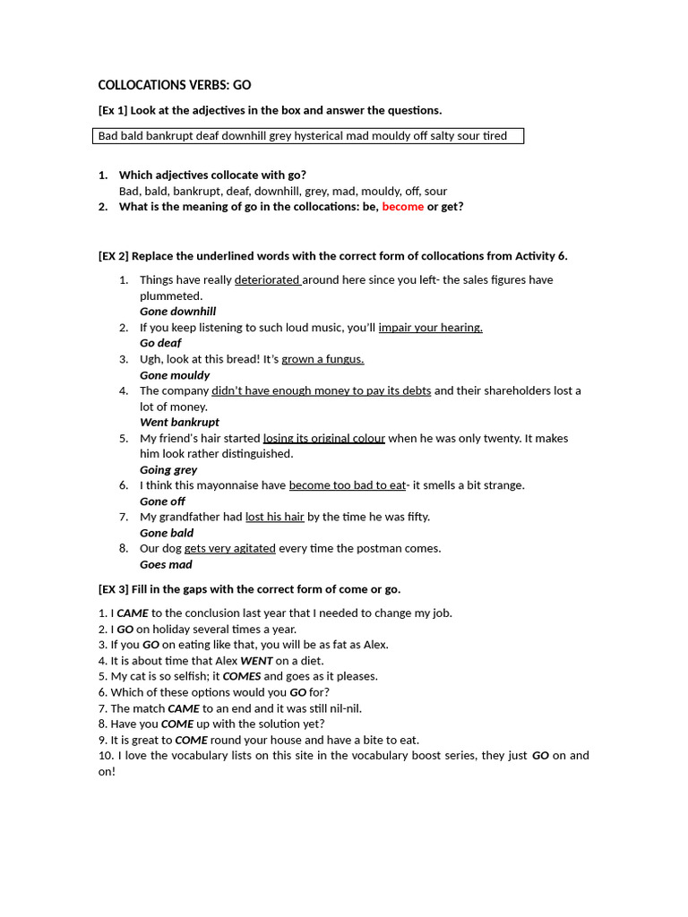 Collocations Verbs | PDF