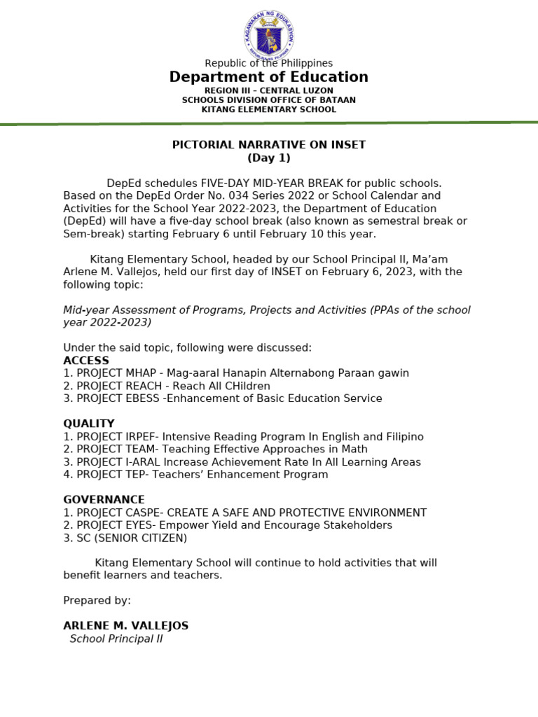 Pictorial Narrative On Inset Day 1 | PDF | Wellness | Science & Mathematics