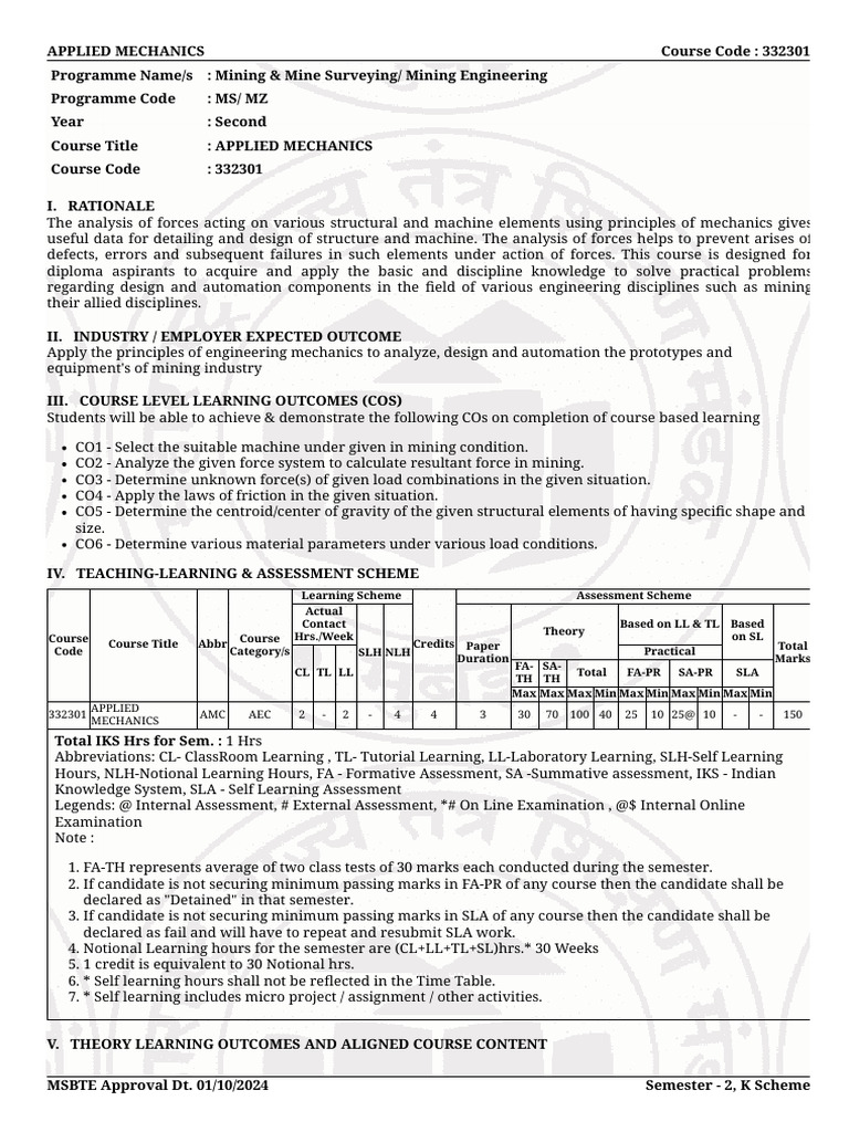 332301-Applied Mechanics | PDF