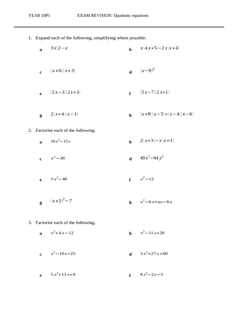 Quadratic Equations | PDF