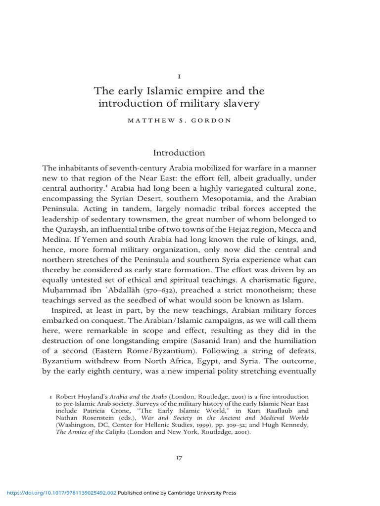 The Early Islamic Empire and The Introduction of Military Slavery. by ...