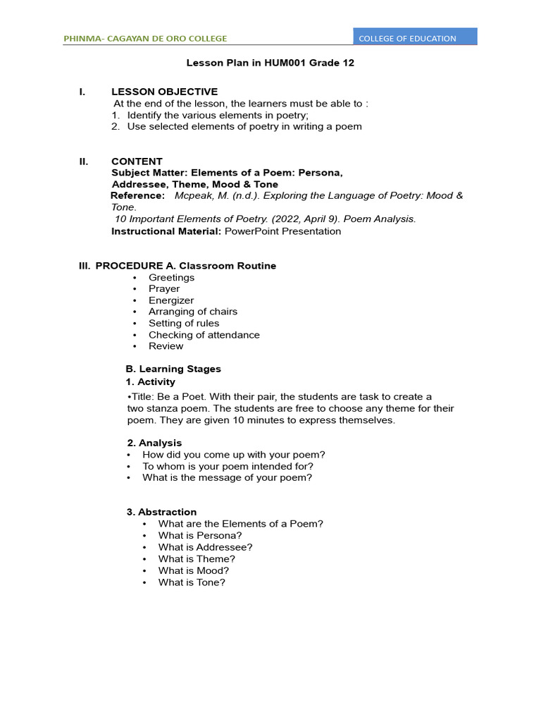 Lesson Plan | PDF