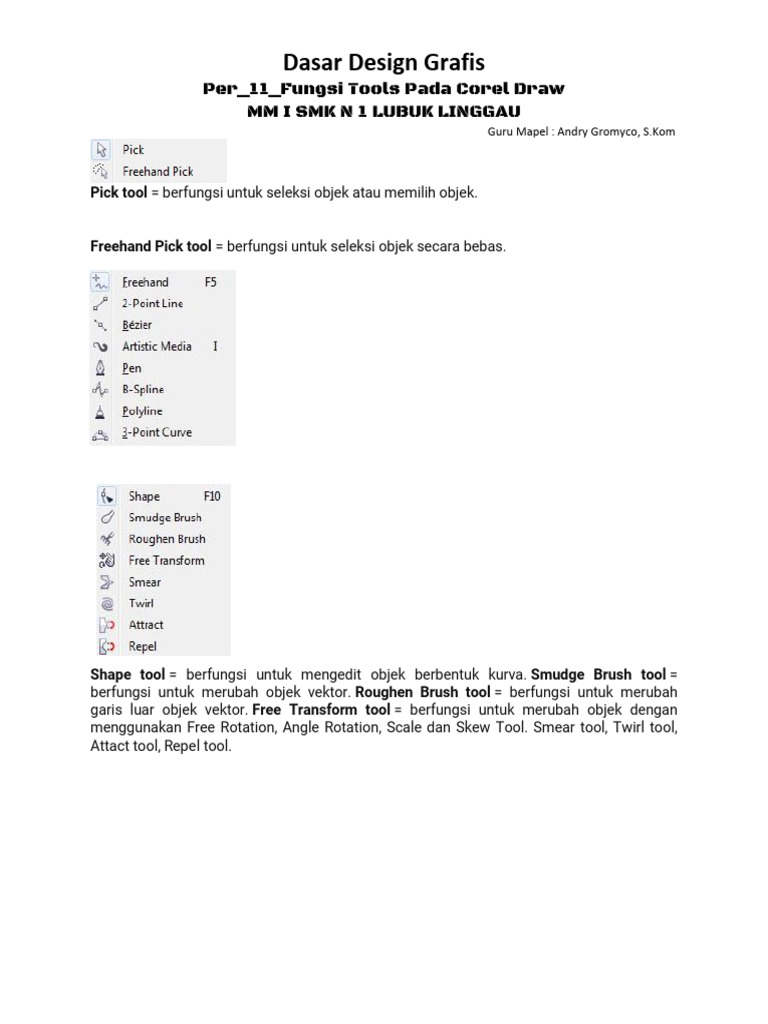 Per - 11 - Fungsing Tool Pada Corel Draw | PDF