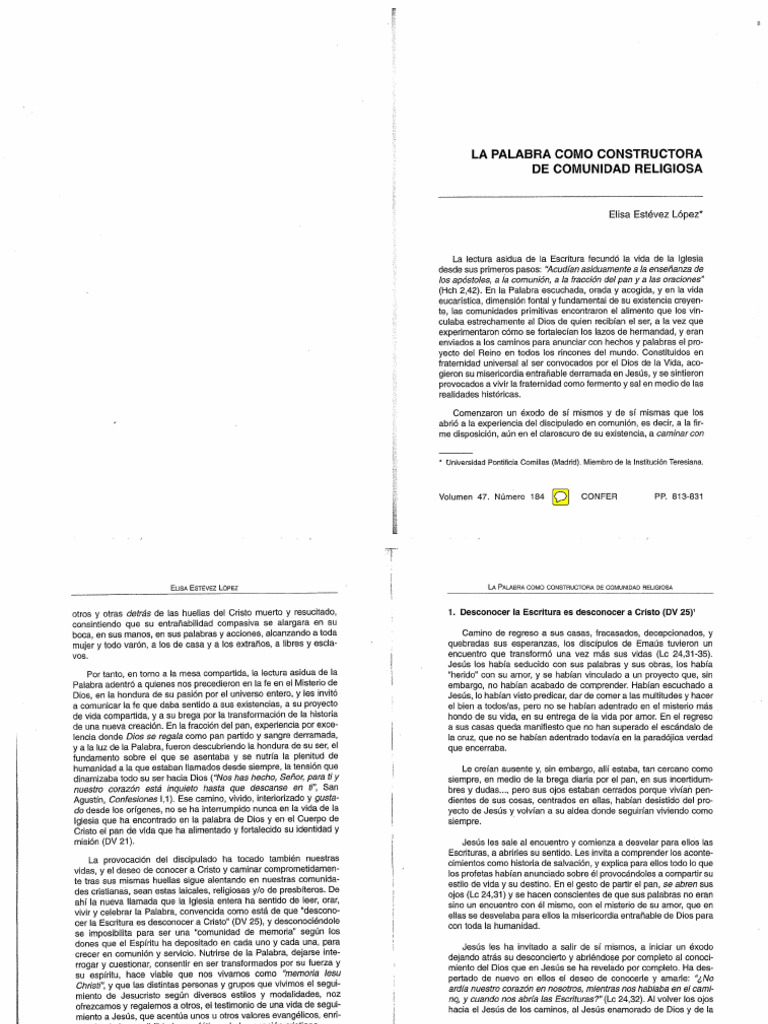 EstÃ©vez 2008 Palabra Constructura Comunidad Marcos | PDF