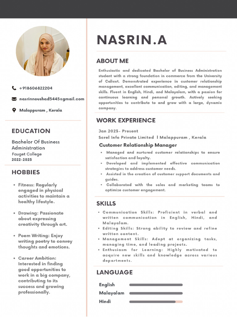 Nasrin Noushad Resume | PDF