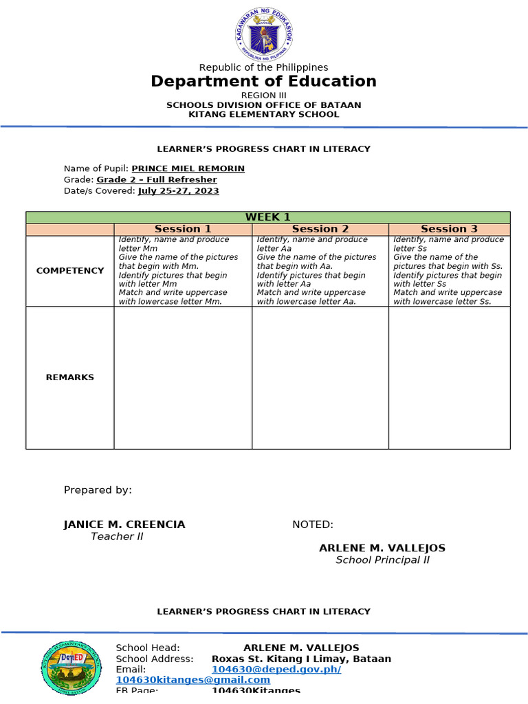 Grade 2 Progress Chart | PDF