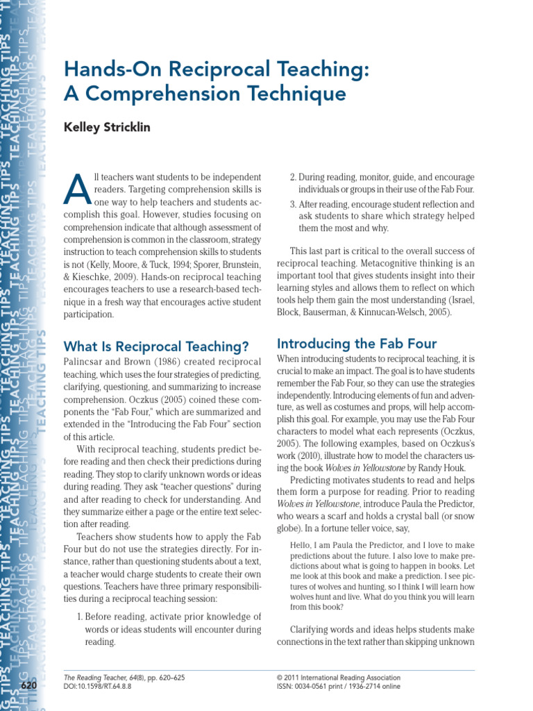 Hands On Reciprocal Teaching | PDF