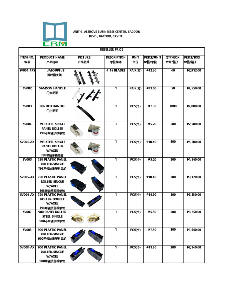 Whse Price - CBM | PDF