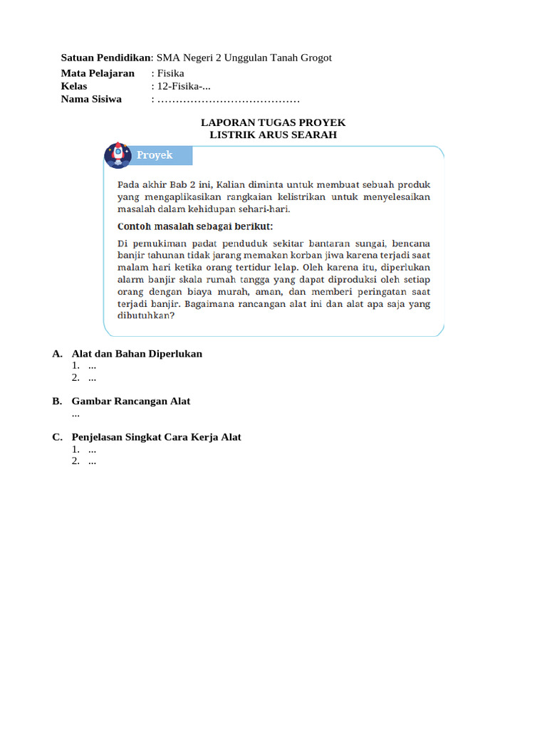 LKPD - Fisika 12 - TP 2 - Proyek Rangkaian DC | PDF