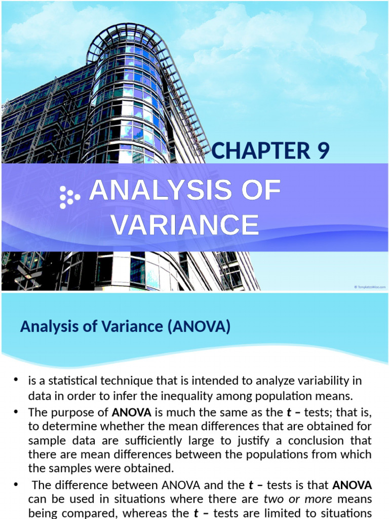 Chapter 9 Analysis of Variance | PDF