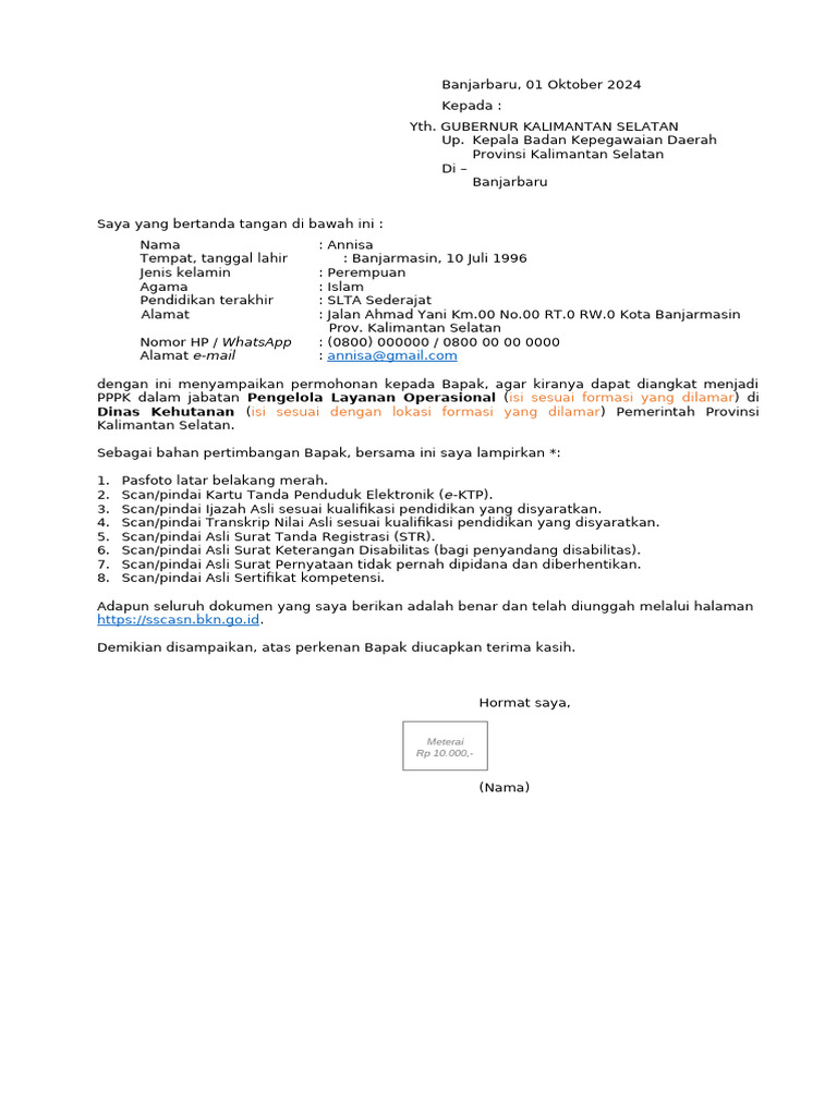 Lampiran 5 Surat Lamaran | PDF