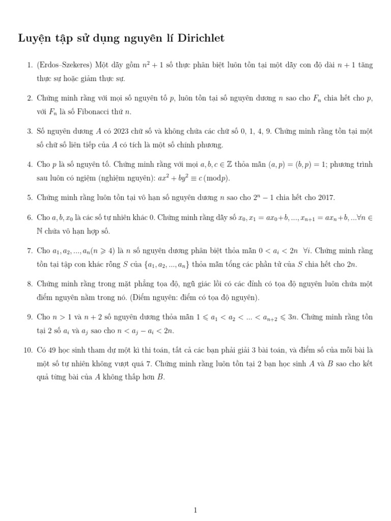 Luyện tập Dirichlet | PDF