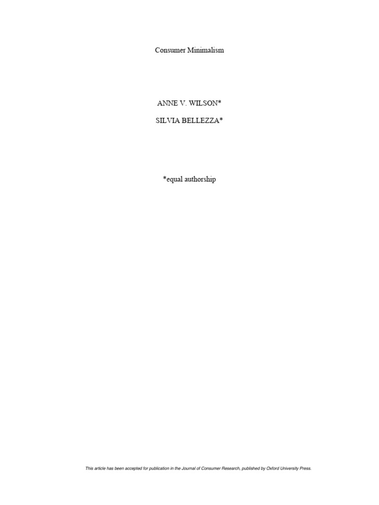 Consumer Minimalism | PDF
