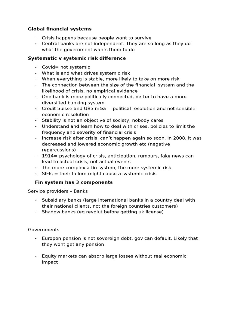 Global Financial Systems | PDF