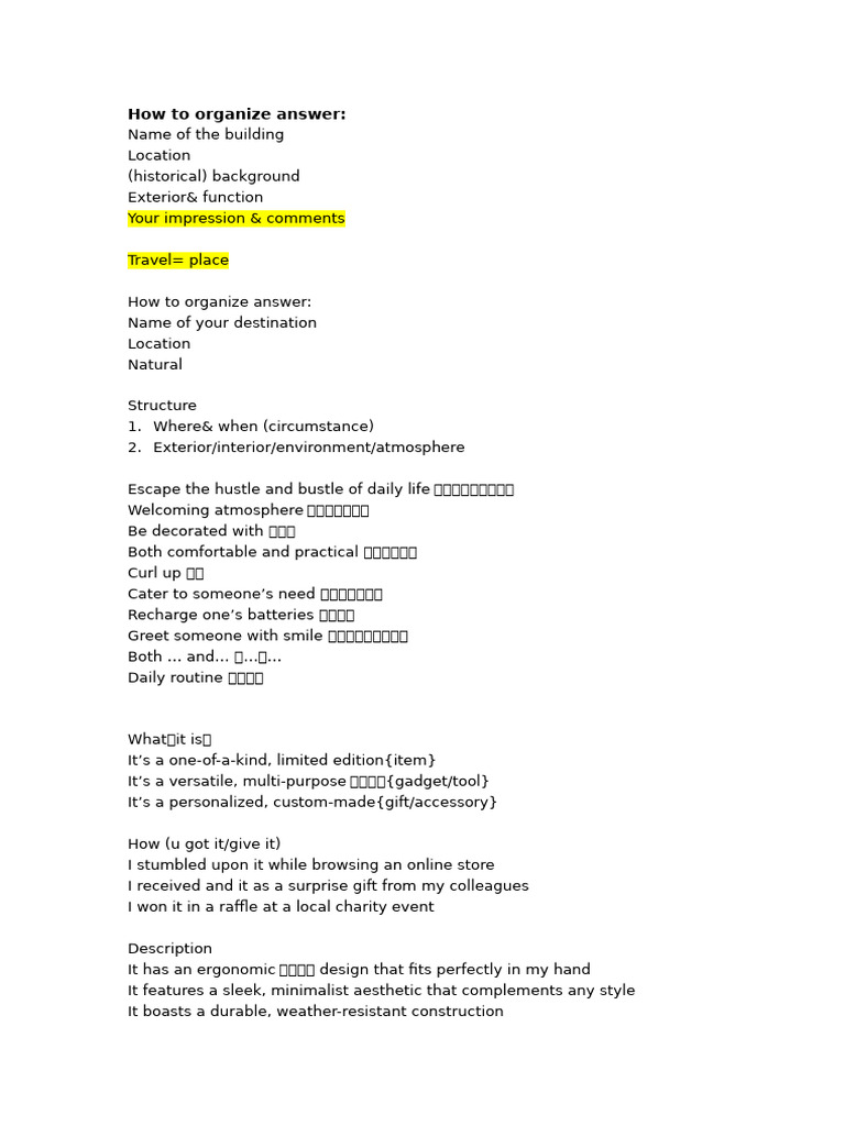 How to organize answer | PDF