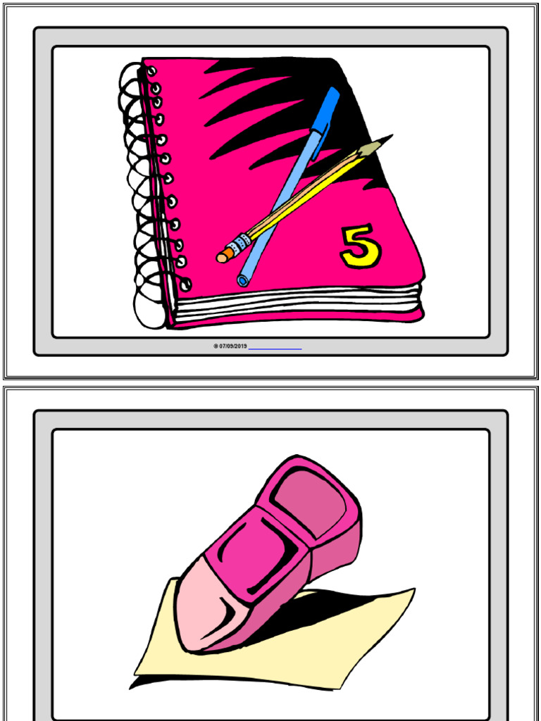 Classroom Objects Vocabulary Flashcards Without Words | PDF