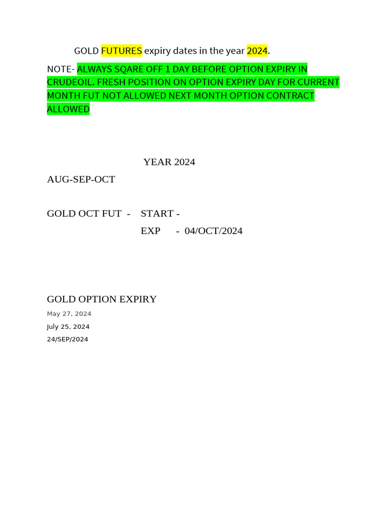 Gold Expiry Dates | PDF