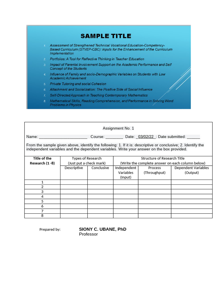 # 1. Assignment | PDF