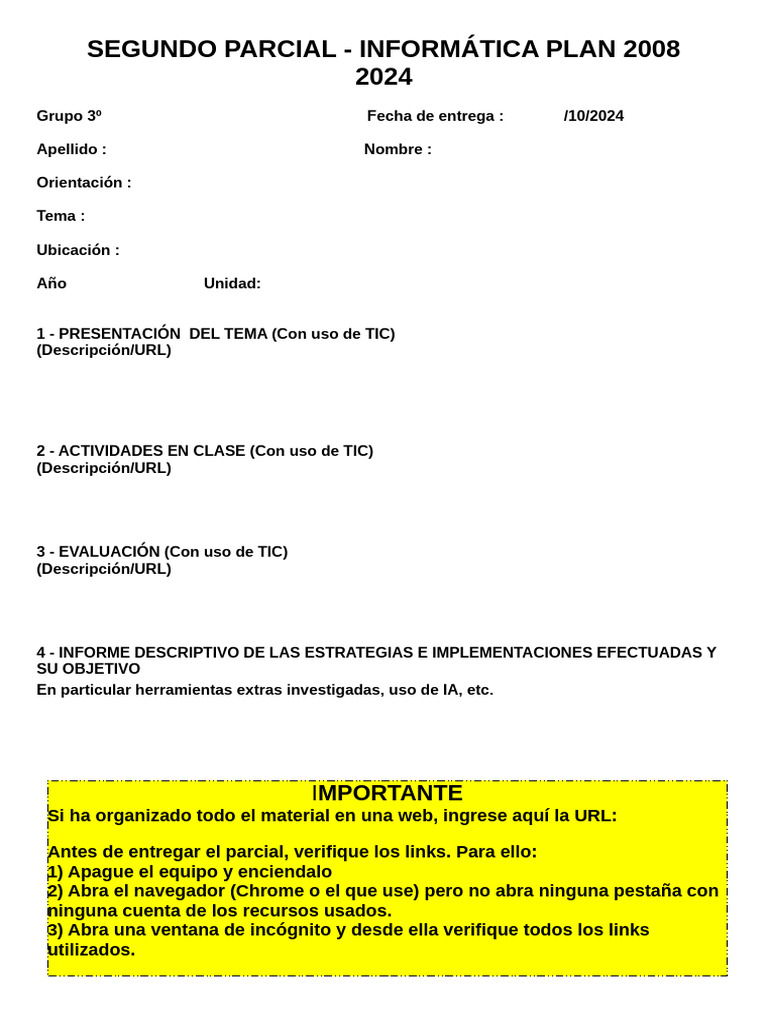 Formulario para Segundo Parcial | PDF