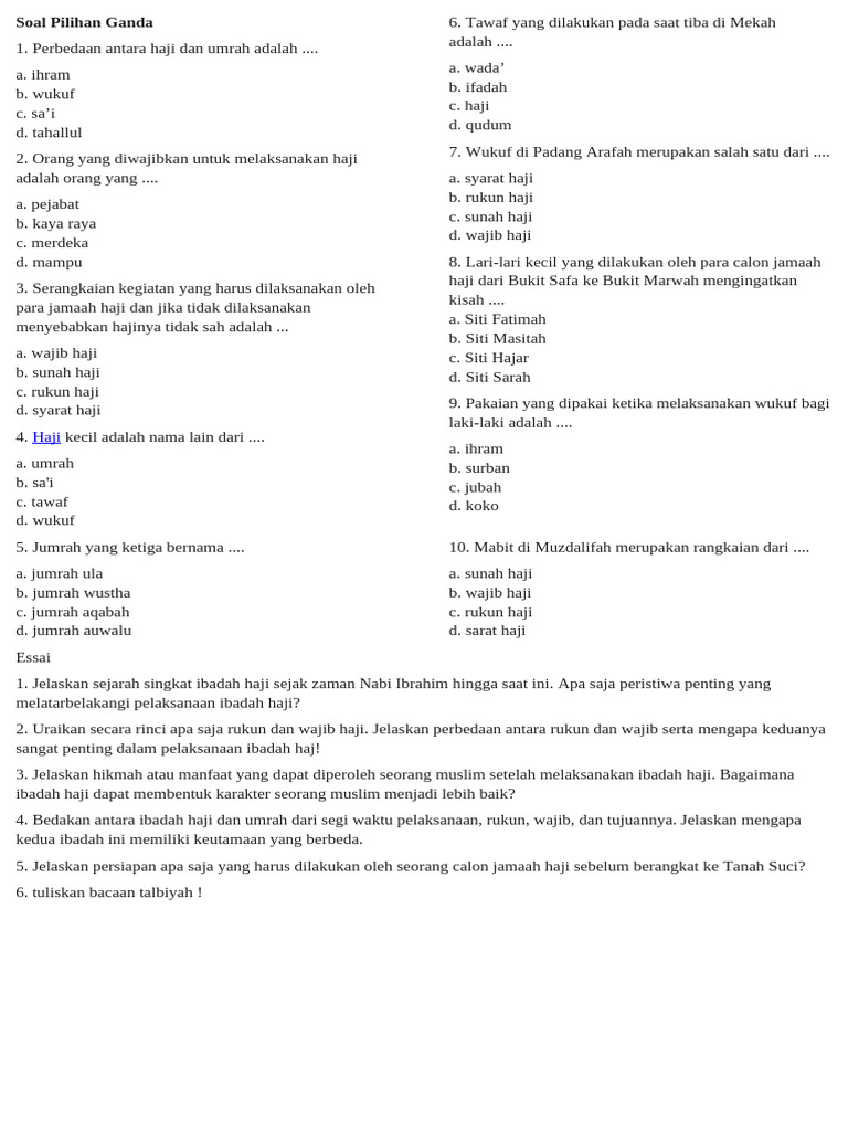 Soal Ujian Fiqh | PDF | Pilgrimage | Semitic Words And Phrases