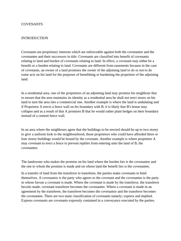 COVENANTS | PDF
