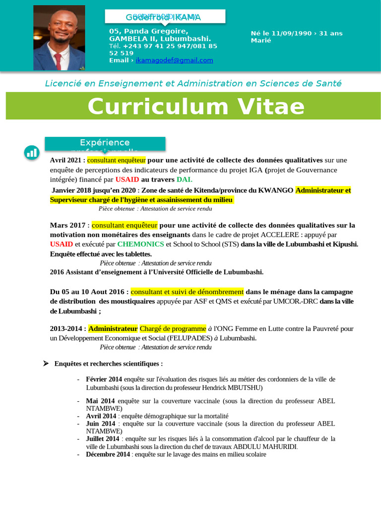 CV IKAMA IMPELE GODEFROID Classique | PDF