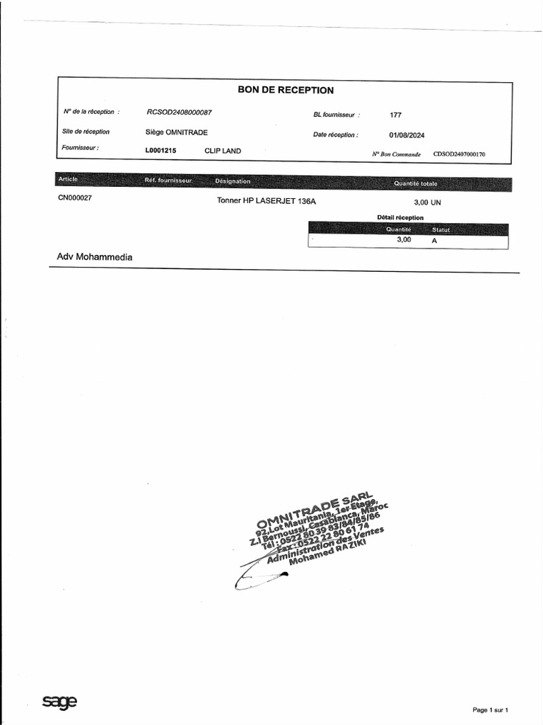 Fiche de Réception | PDF