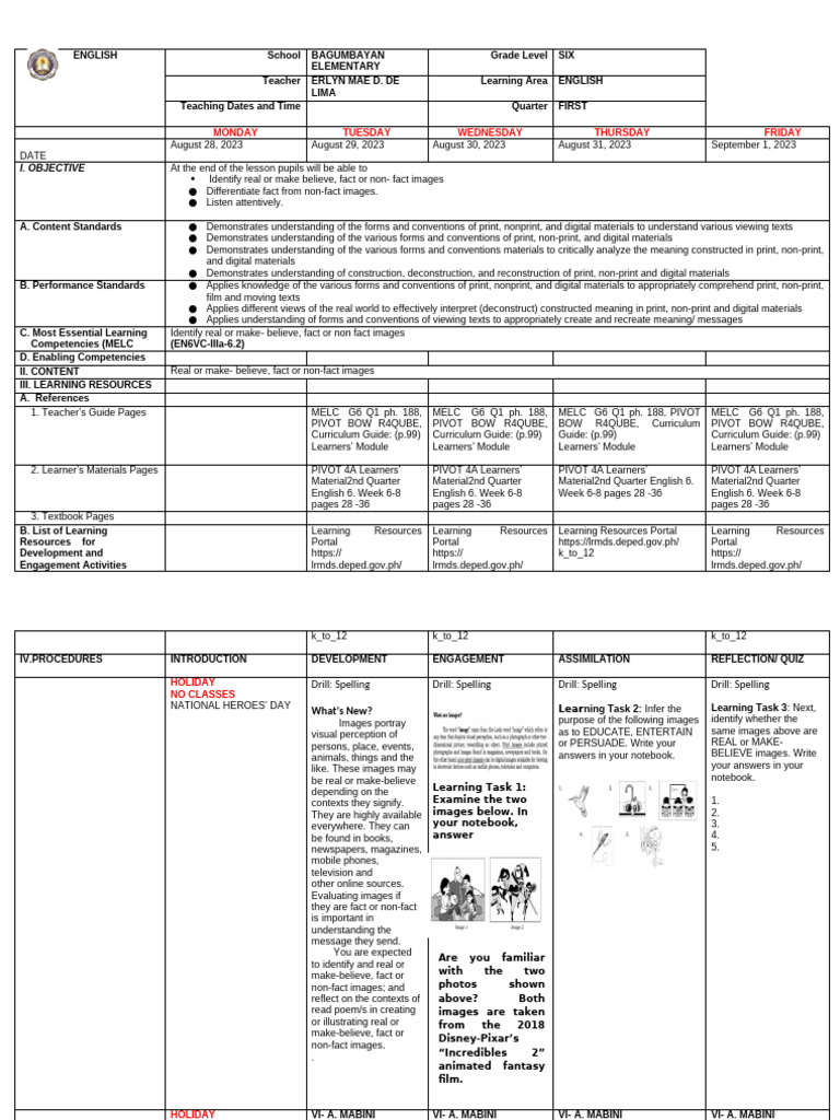 Le English q1 Week1 | PDF | Learning | Cognitive Science
