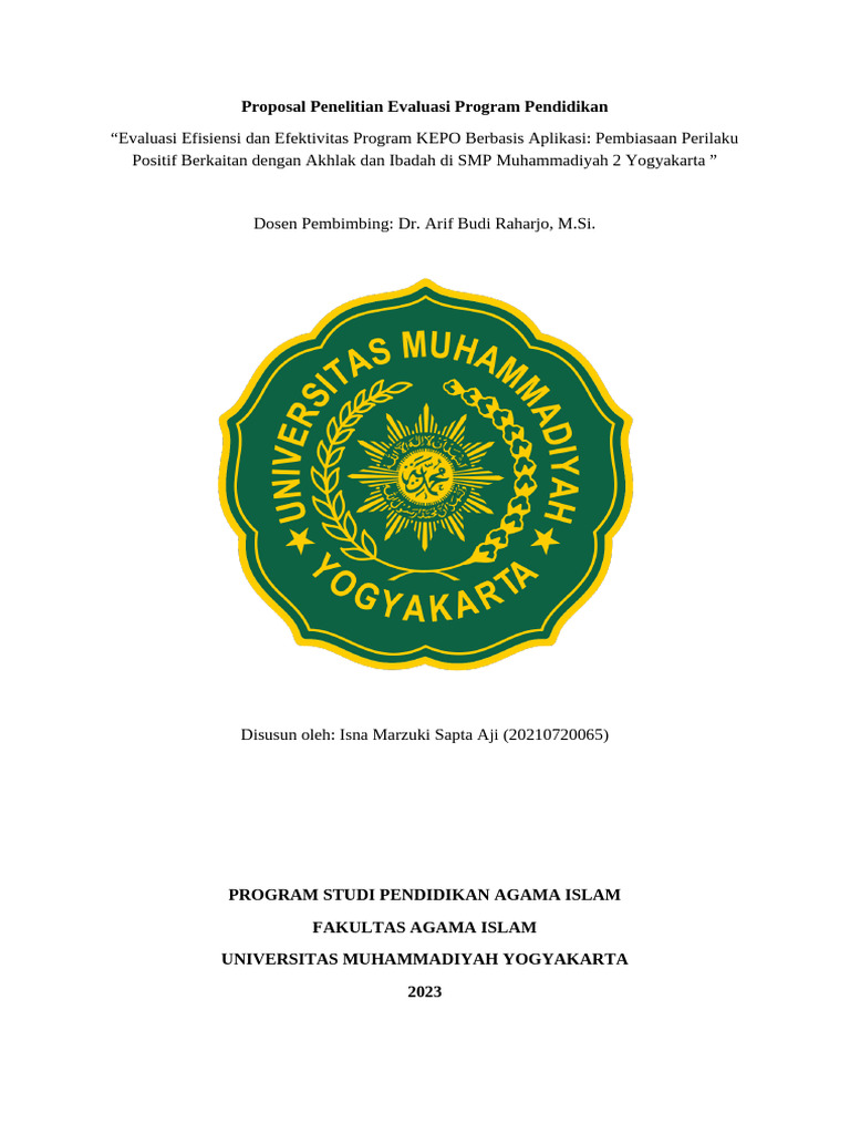 Proposal Penelitian Evaluasi Program Pendidikan | PDF